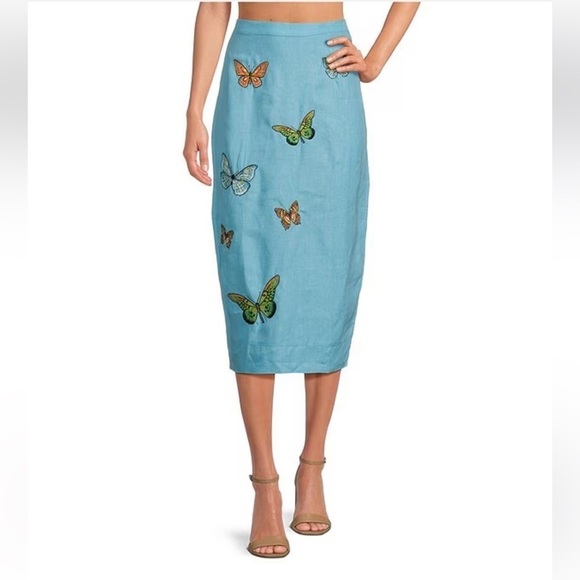 Fanm Mon | Skirts | New Fanm Mon Marion Butterfly Embroidered Linen ...